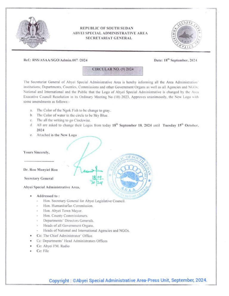 Public Update. – Abyei Special Administrative Area
